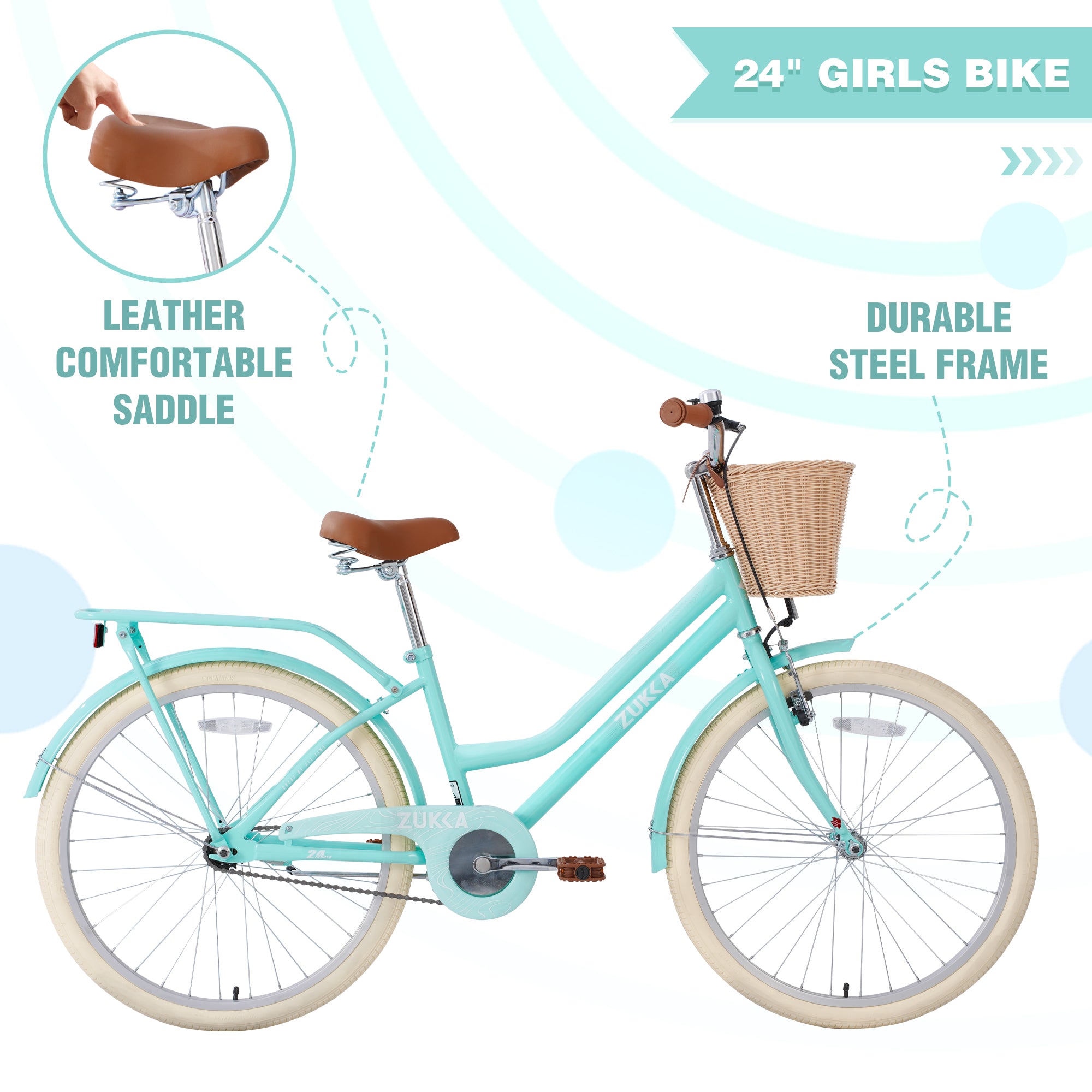 Steel Frame,Multiple Colors, for 10+Years Old Girls Bike,24 inch wheel ...