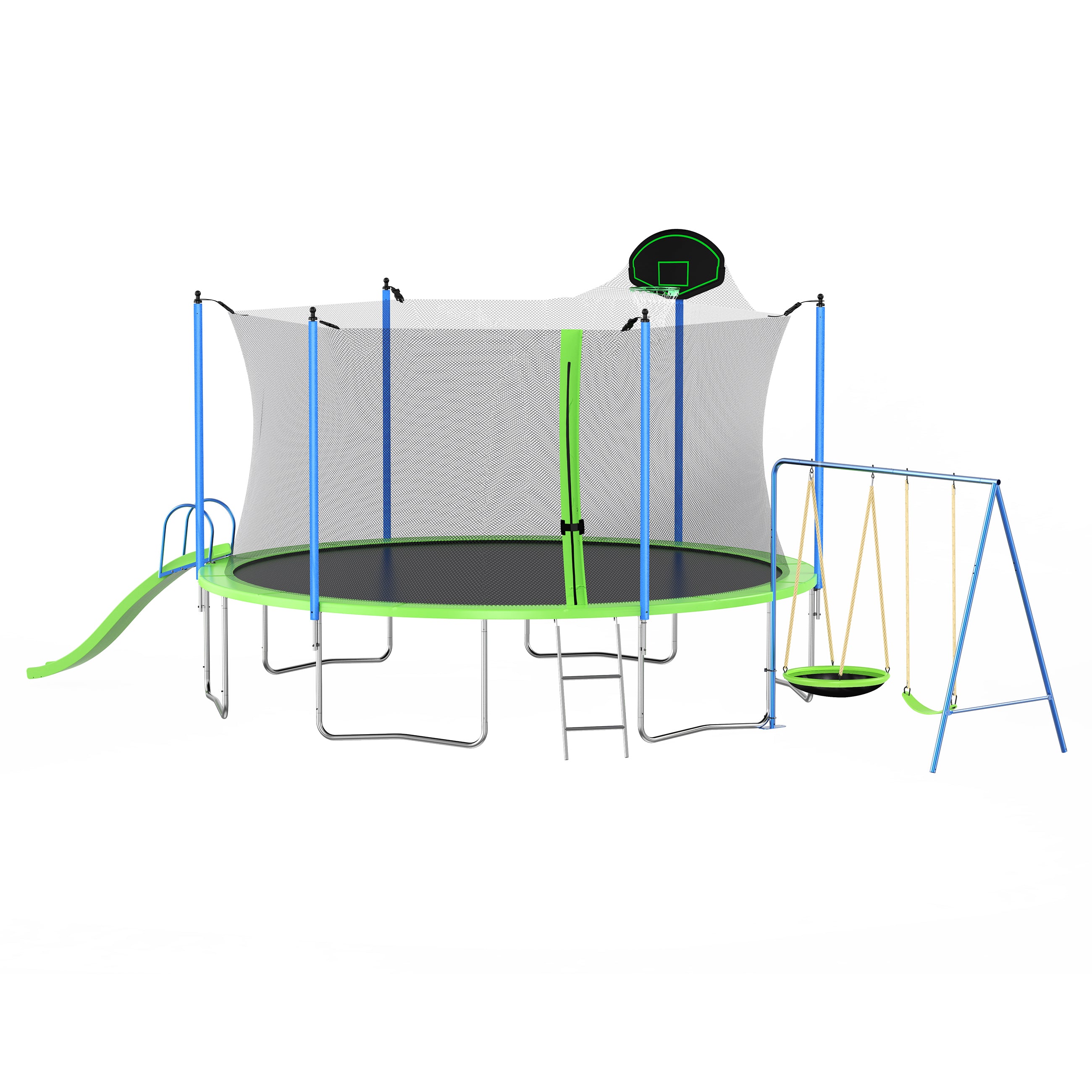 14FT Trampoline with Slide and Swings, ASTM Approved Large Recreationa ...