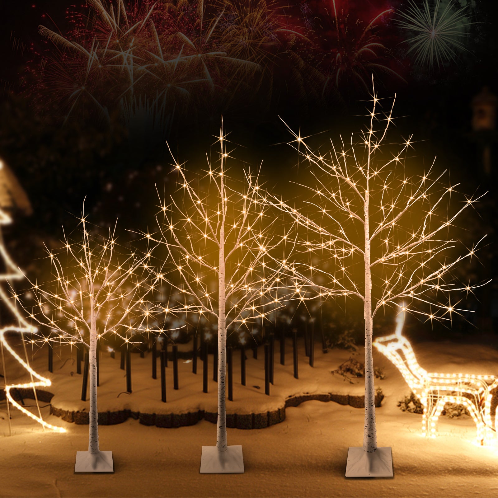 4/5/6FT Christmas Tree Set with Lights, Prelit Birch Tree – btmway