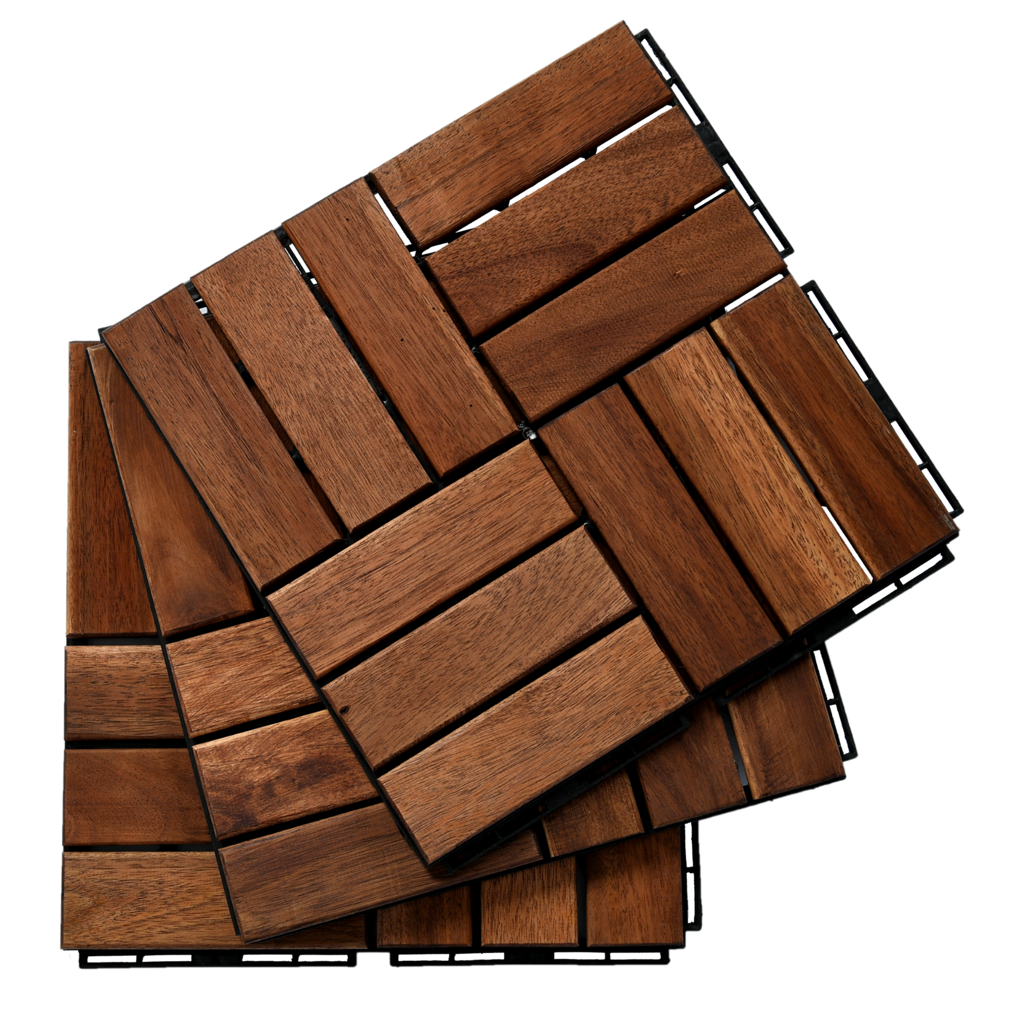 BTMWAY Patio Wood Deck Tiles, 12"x12" Square Acacia Wood Interlocking ...